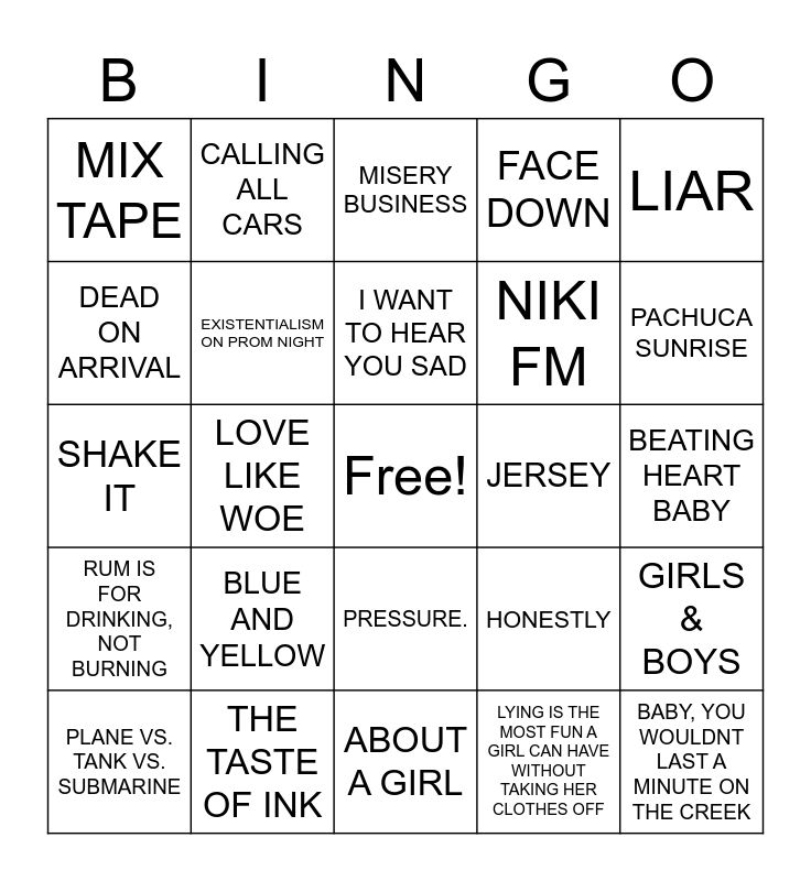 EMO BBS MCR 1 Bingo Card