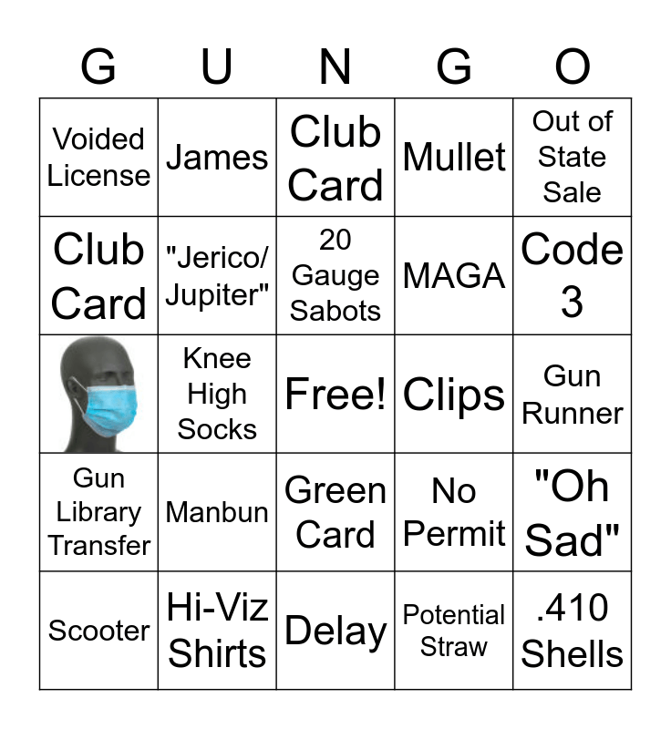 Gun Counter Gungo 2.0 Bingo Card