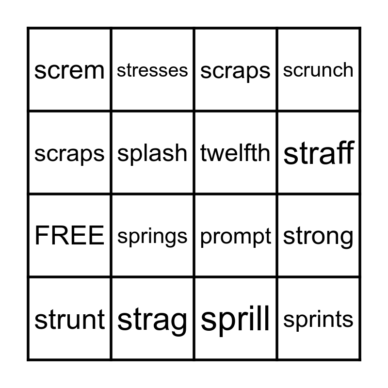 Substep 2.5 Bingo Card