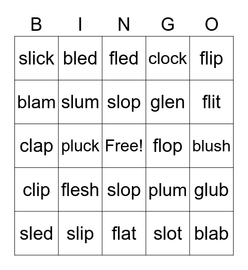 CVC initial blend: l Bingo Card