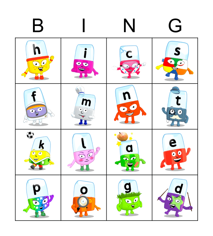 Alphablocks Phase 2 Bingo Card