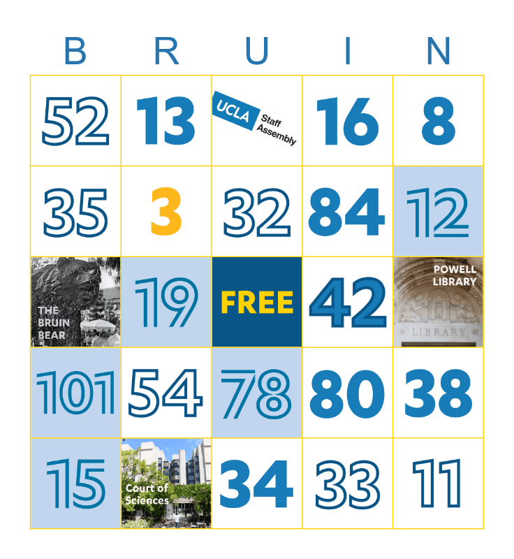 UCLA BRUIN Bingo Card
