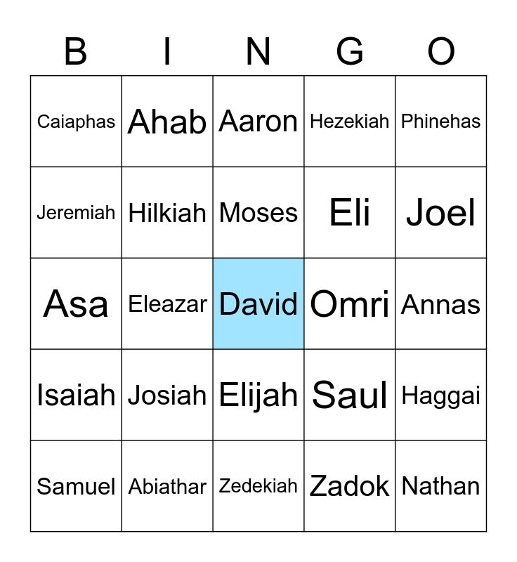 2022 PPKD Bingo Prophet, Priest or King? Bingo Card
