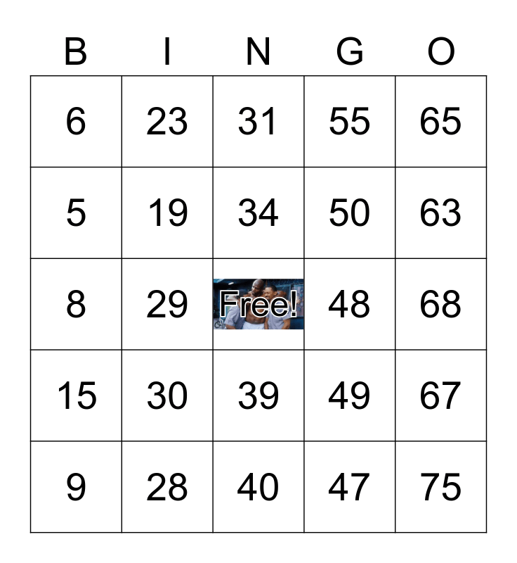 Bingo after next Bingo Card