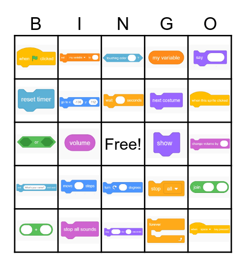 SCRATCH Blocks Bingo Card