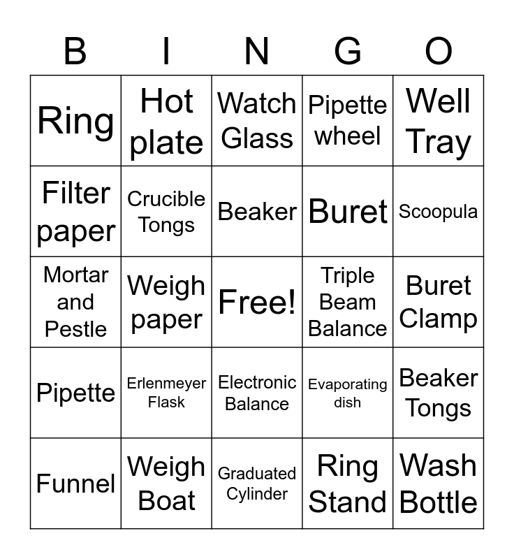 Lab Equipment Bingo! Bingo Card