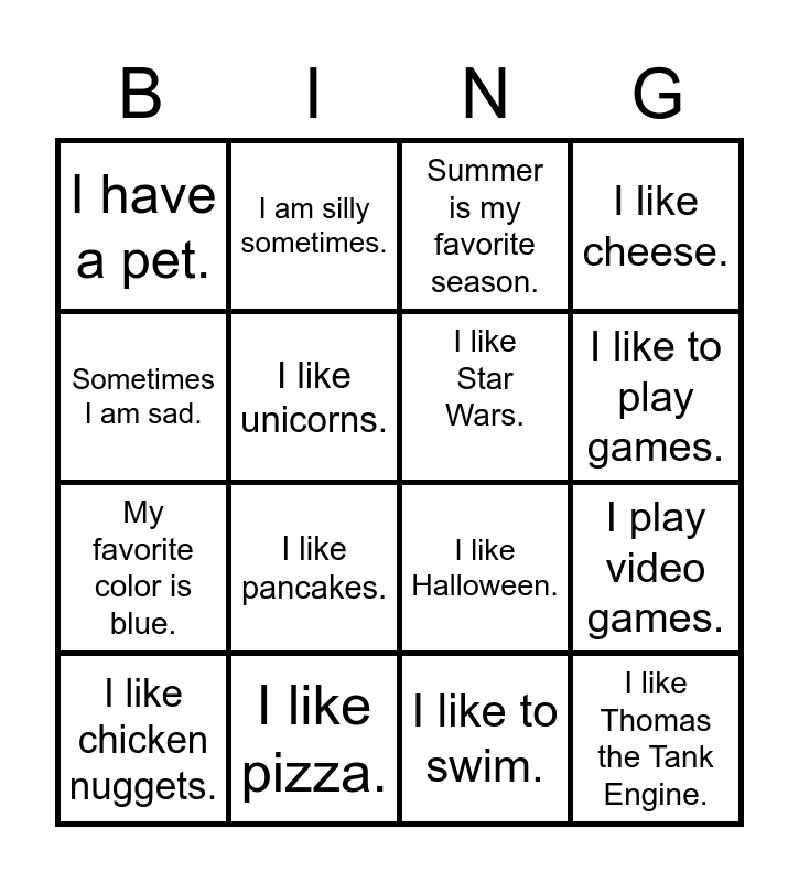 THIS IS ME! Bingo Card