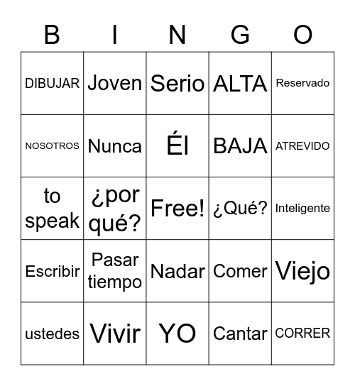 PARA EMPEZAR SPANISH 2 Bingo Card
