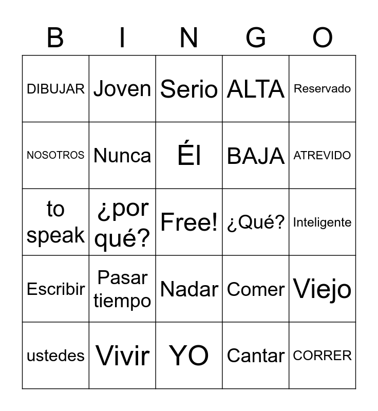 PARA EMPEZAR SPANISH 2 Bingo Card
