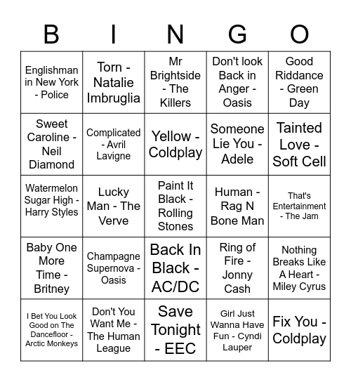 Round Two Bingo Card