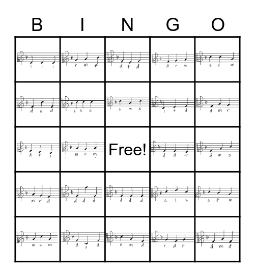 Solfege Bingo Card