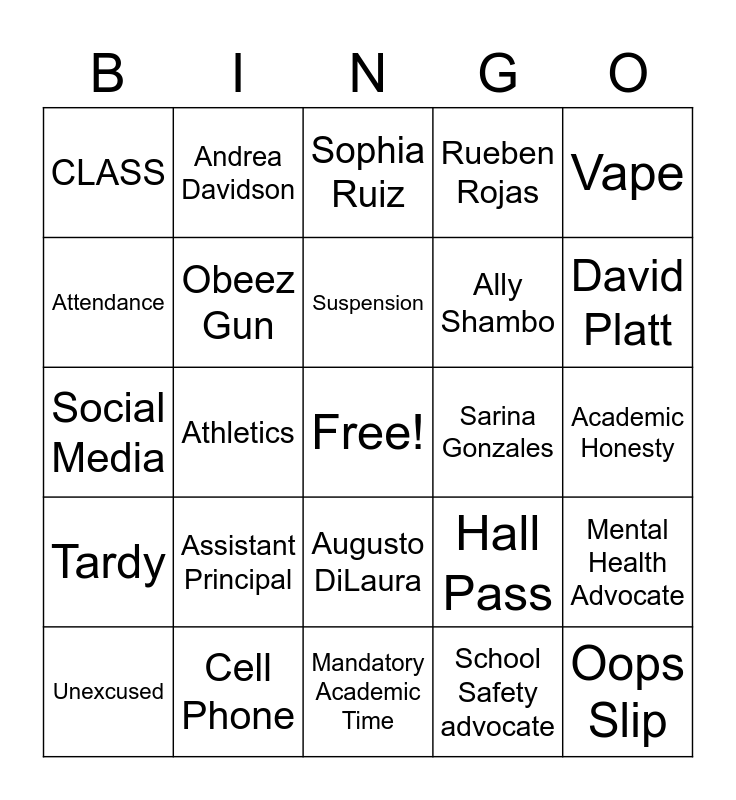 Rules And Policies Bingo Card