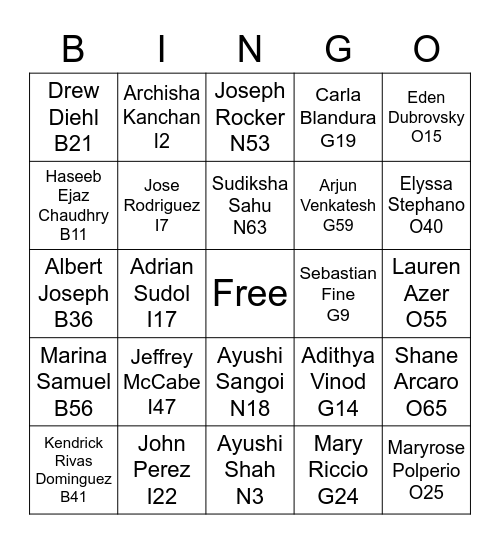 Residence Life Bingo Card