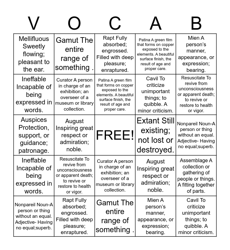 AP Language & Composition Bingo Card
