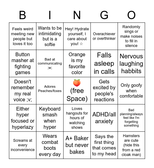 🍑 Hafu Moots 🌸 Bingo Card