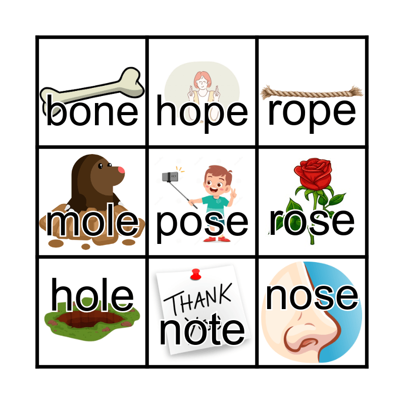 Phonics 3 unit 5 Bingo Card