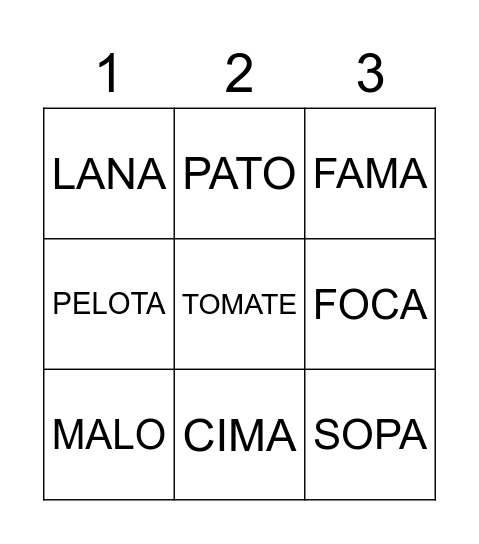 BINGO DE PALABRAS Bingo Card