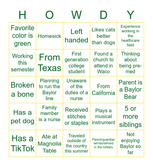 'Nice to Meet You' Bingo! Bingo Card