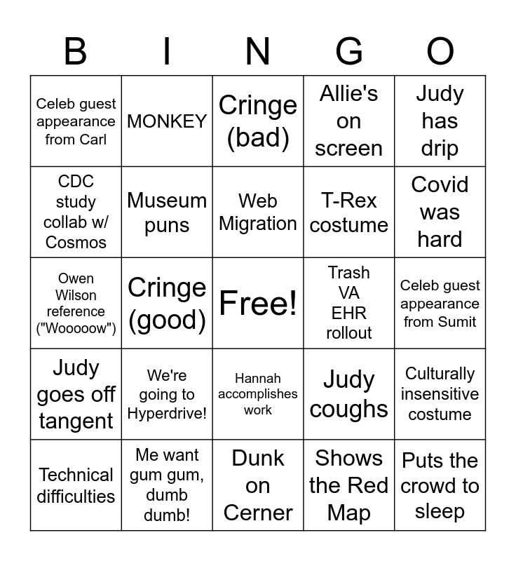 Judy Tries to Bring Rami Malek Back to Life Bingo Card