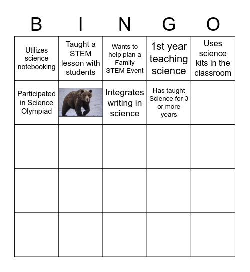 STEM Family Night Bingo Card