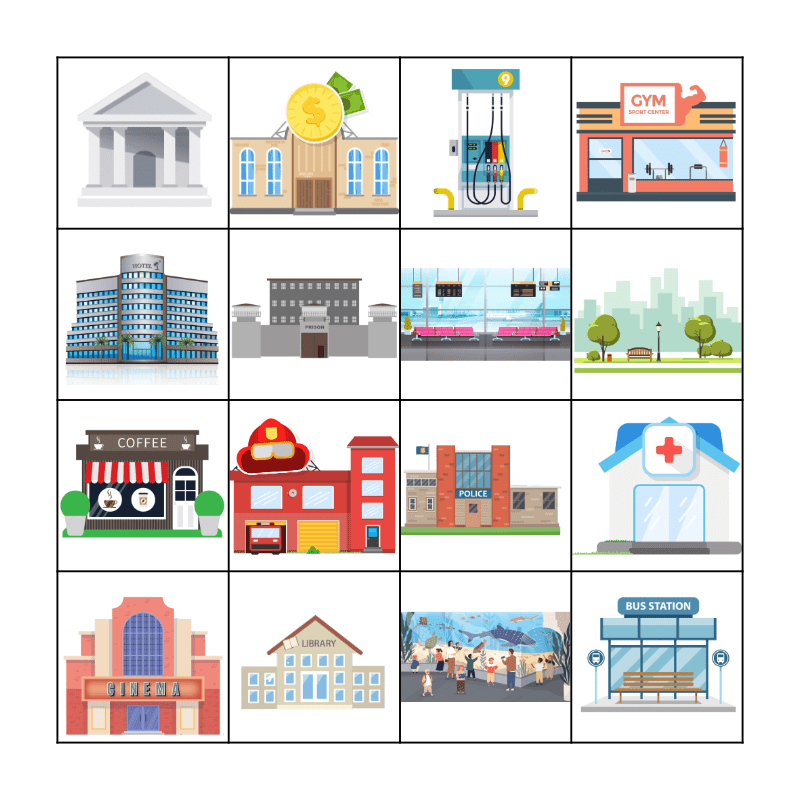 Places in town Bingo Card