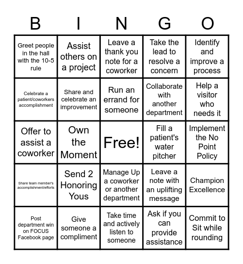 FOCUS BINGO Card