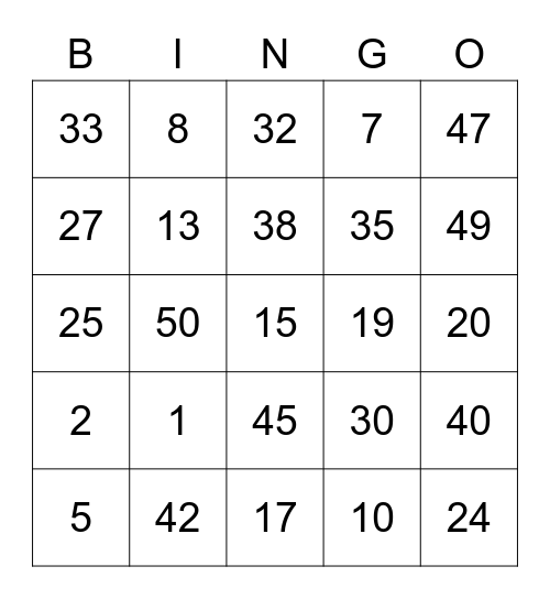 SPIN SPIN Bingo Card