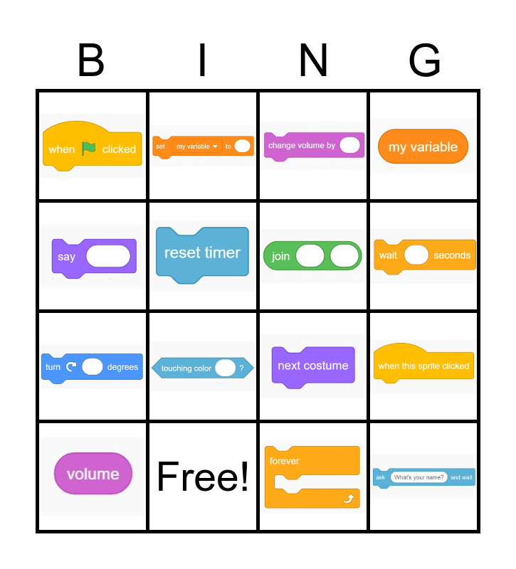 SCRATCH Blocks Bingo Card