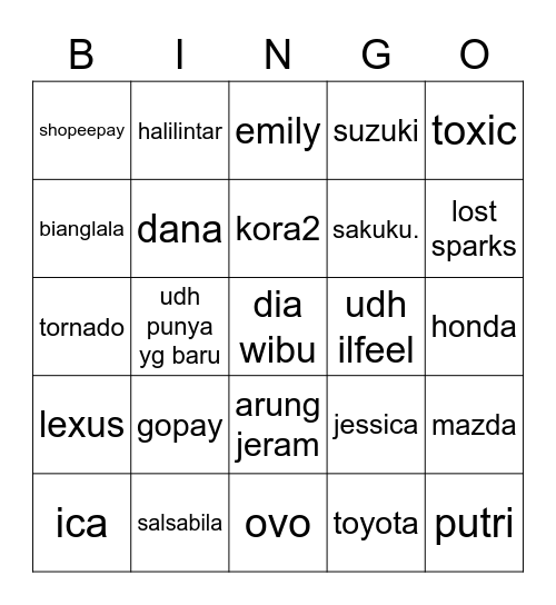 Phoebe!!! Bingo Card