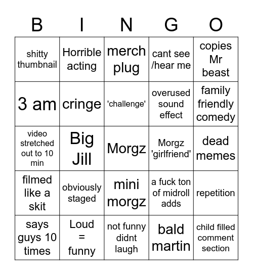 Morgz bingo Card