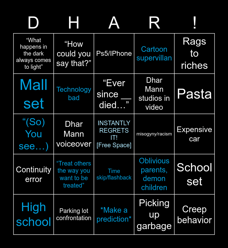Dhar Mann Bingo Card