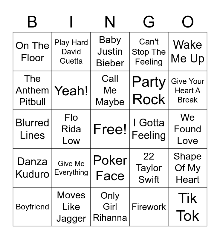 2000 - 2020 Bingo Card