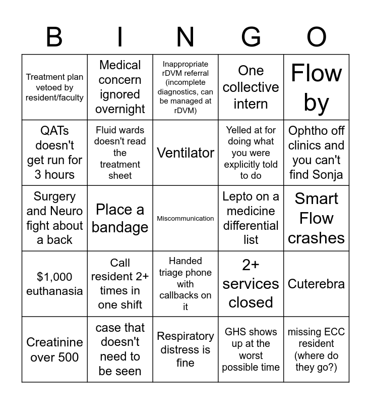 OVC INTERN BINGO Card