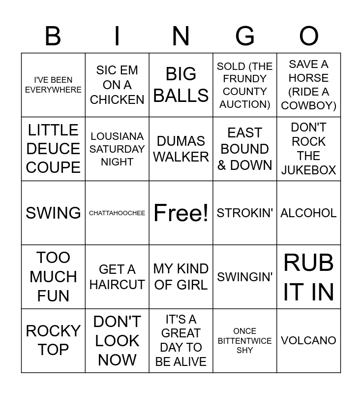RANDOM HITS Bingo Card