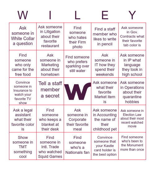 Wiley Bingo Card