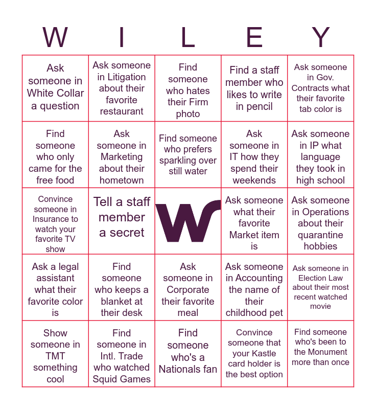 Wiley Bingo Card