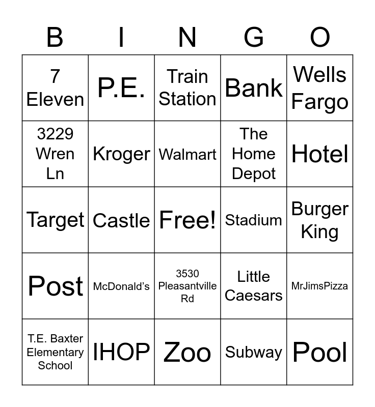 Team Building Bingo Card