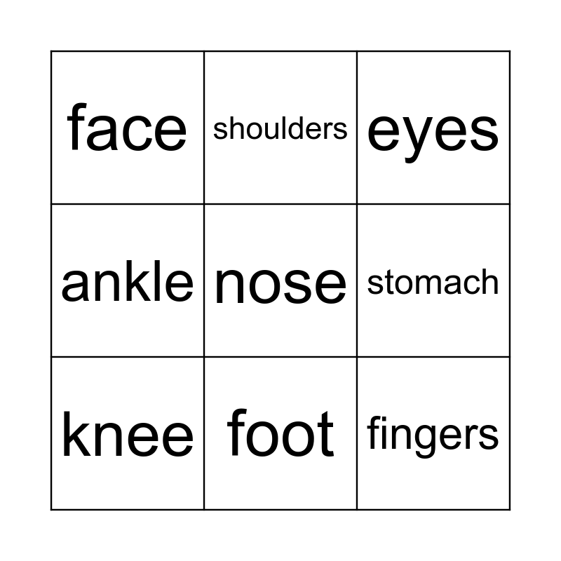 Ngā Wāhanga o te Tinana Bingo Card