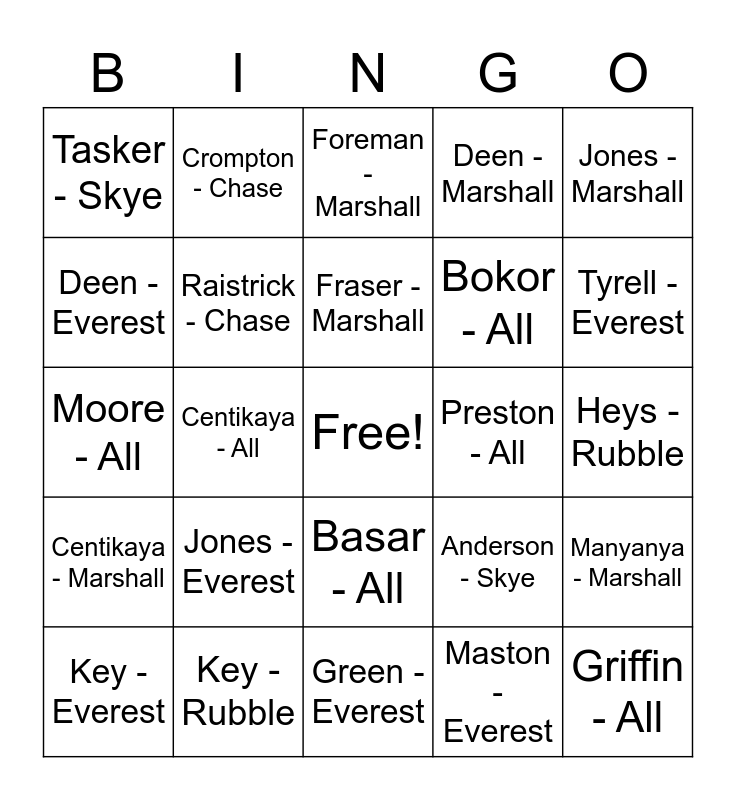 Ore - 31st August Bingo Card