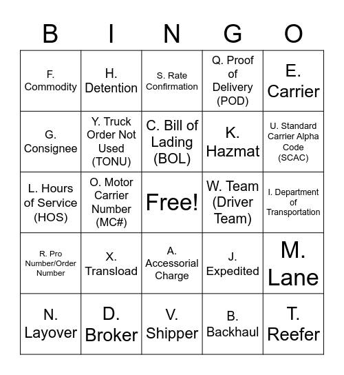 Bingo Card