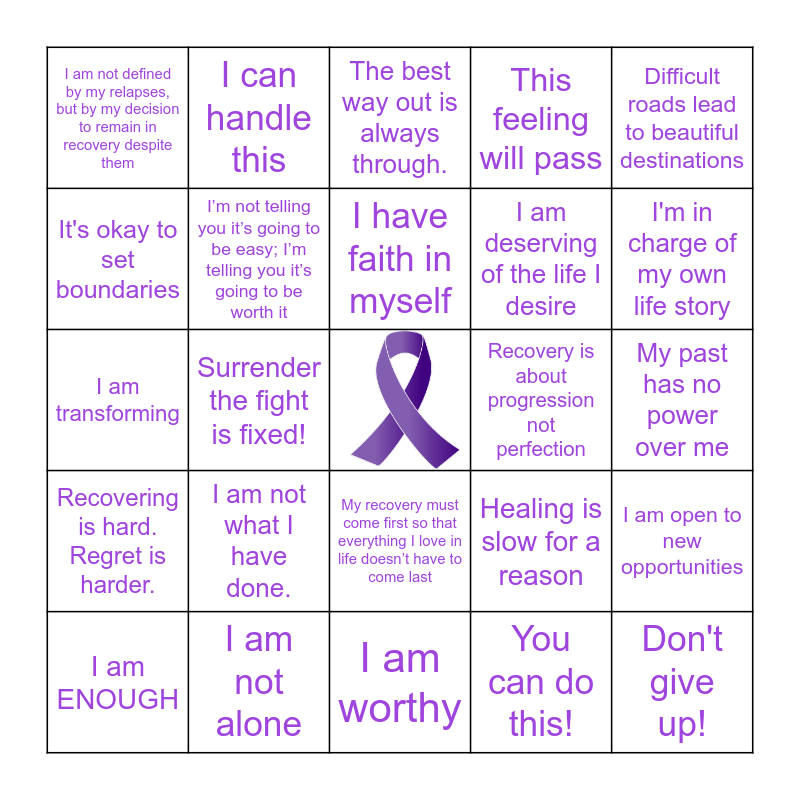 Recovery Month Bingo! Bingo Card