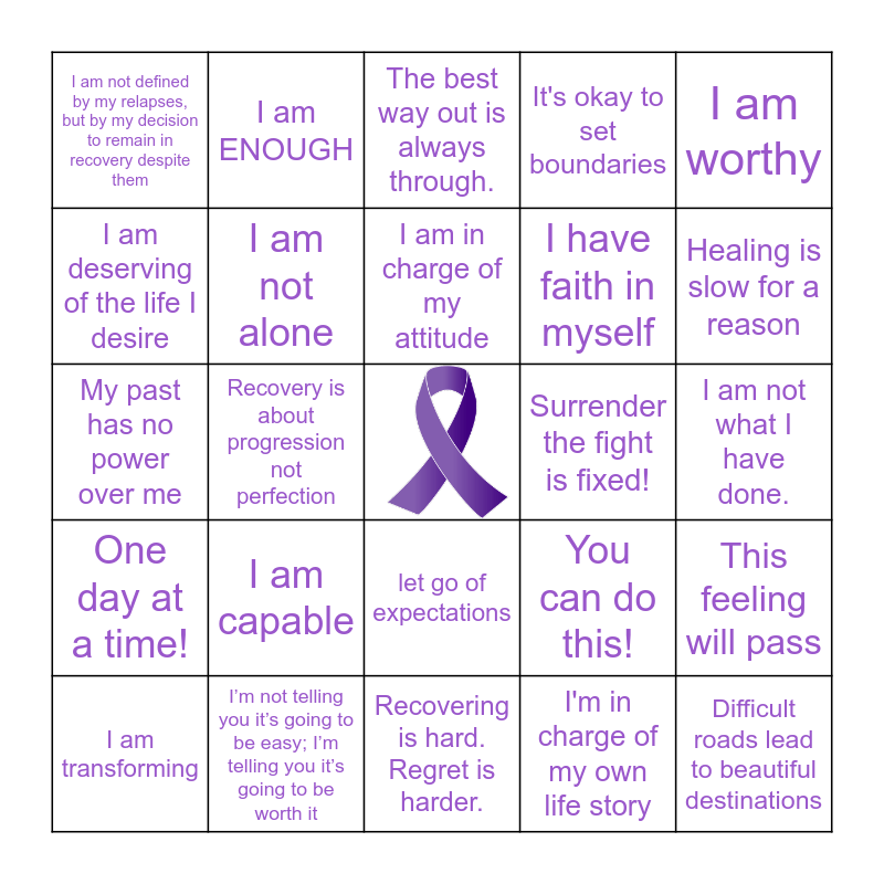 Recovery Month Bingo! Bingo Card