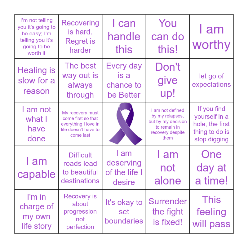 Recovery Month Bingo! Bingo Card
