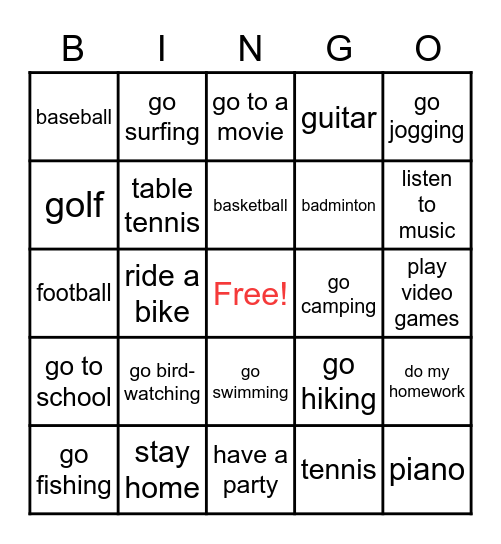 Review Bingo Card