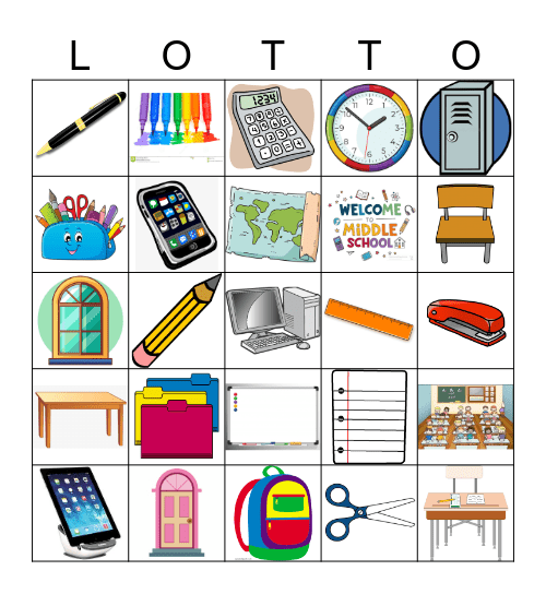 Matériel Scolaire Bingo Card