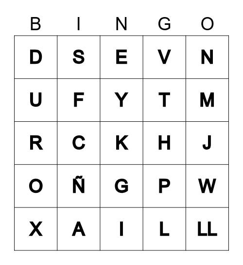 el ALFABETO Bingo Card