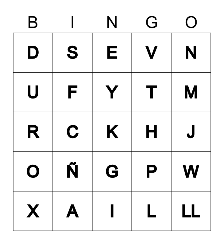 el ALFABETO Bingo Card