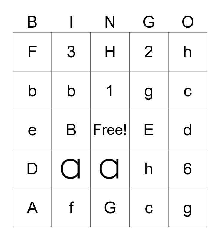 Letter Review Aa-Hh Bingo Card