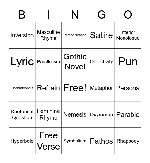 AP Vocab Bingo Card