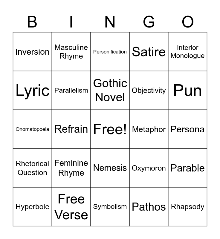 AP Vocab Bingo Card